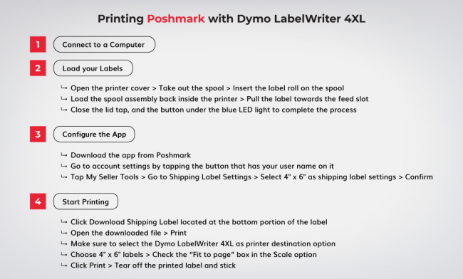 Printing Poshmark Shipping Labels from Dymo Labelwriter 4XL