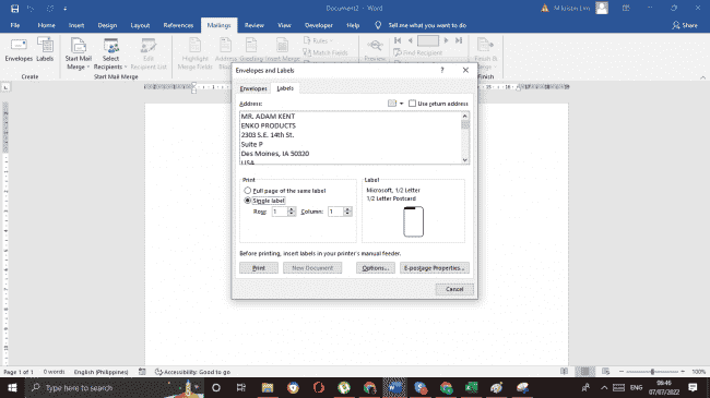 How to Print Address Labels from Word, Excel, & Quickbooks